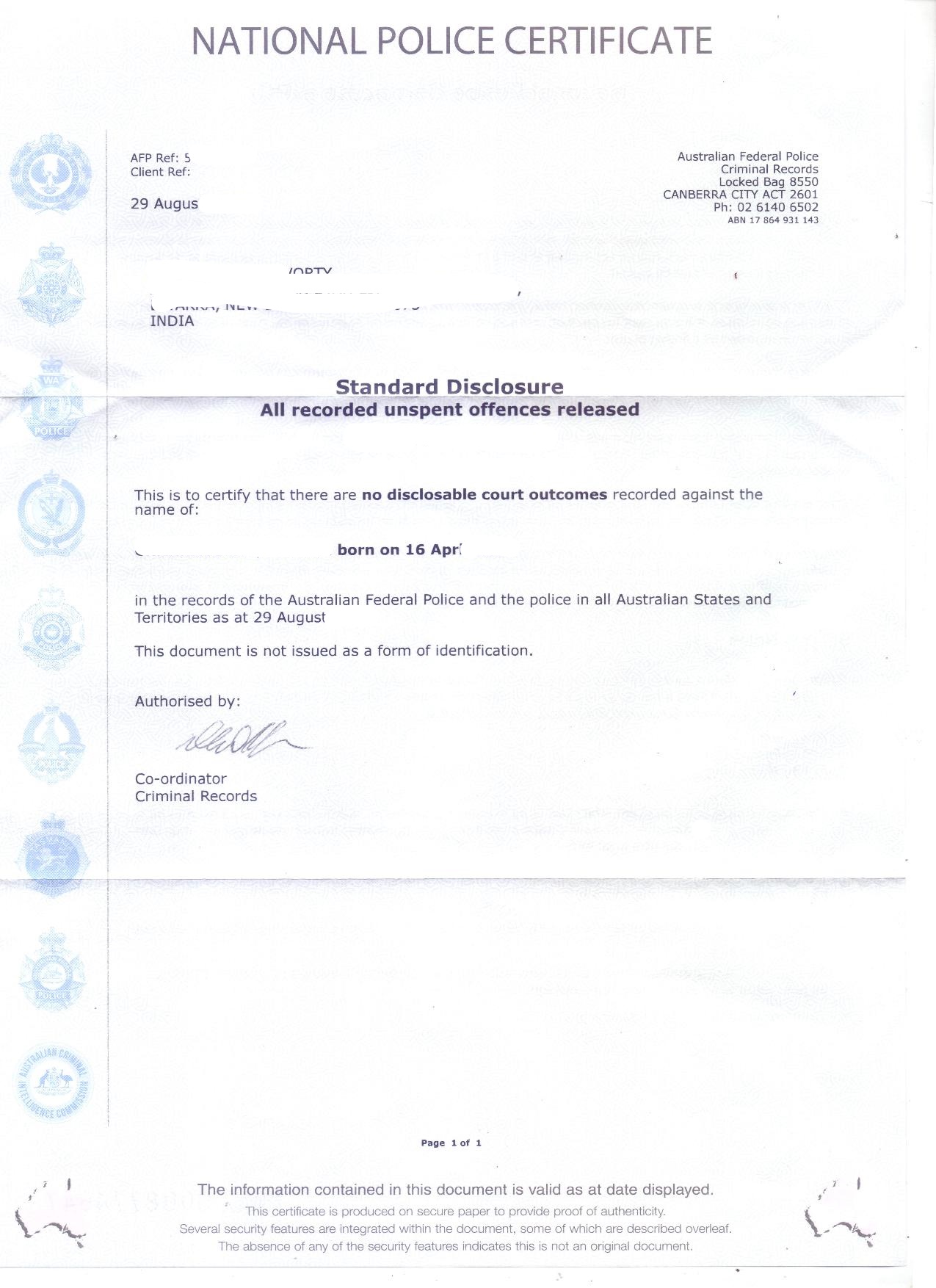 Criminal Clearance Certificate India TUTORE ORG Master Of Documents